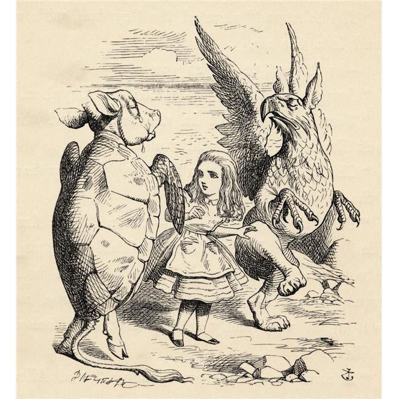 Alice With The Gryphon And The Mock Turtle Illustration By John Tenniel ...
