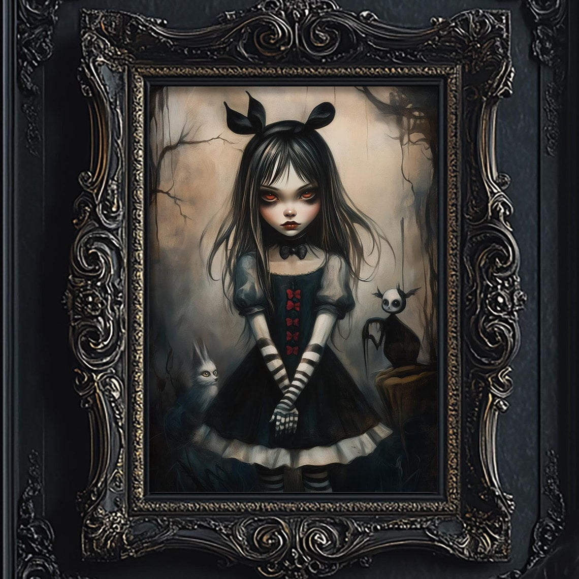 Alice In Wonderland Art Print, Dark Fantasy Art, Gothic Wall Decor, We ...
