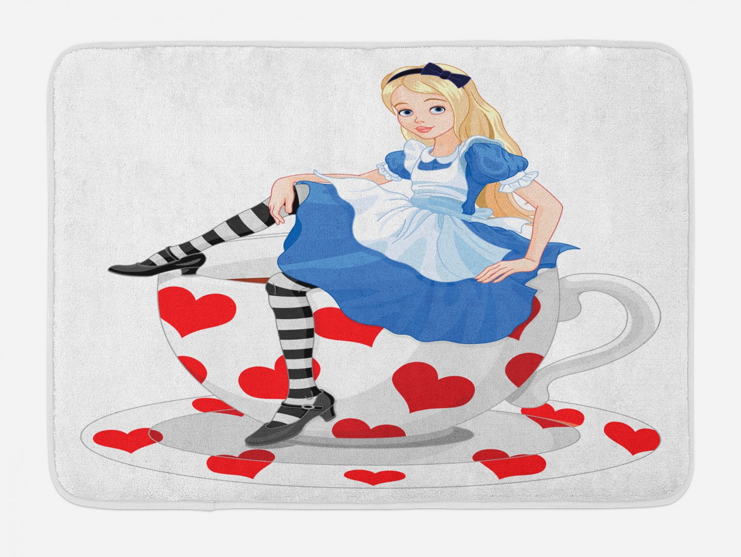 Alice in Wonderland Bath Mat, Alice Sitting on a Tea Cup with Heart ...