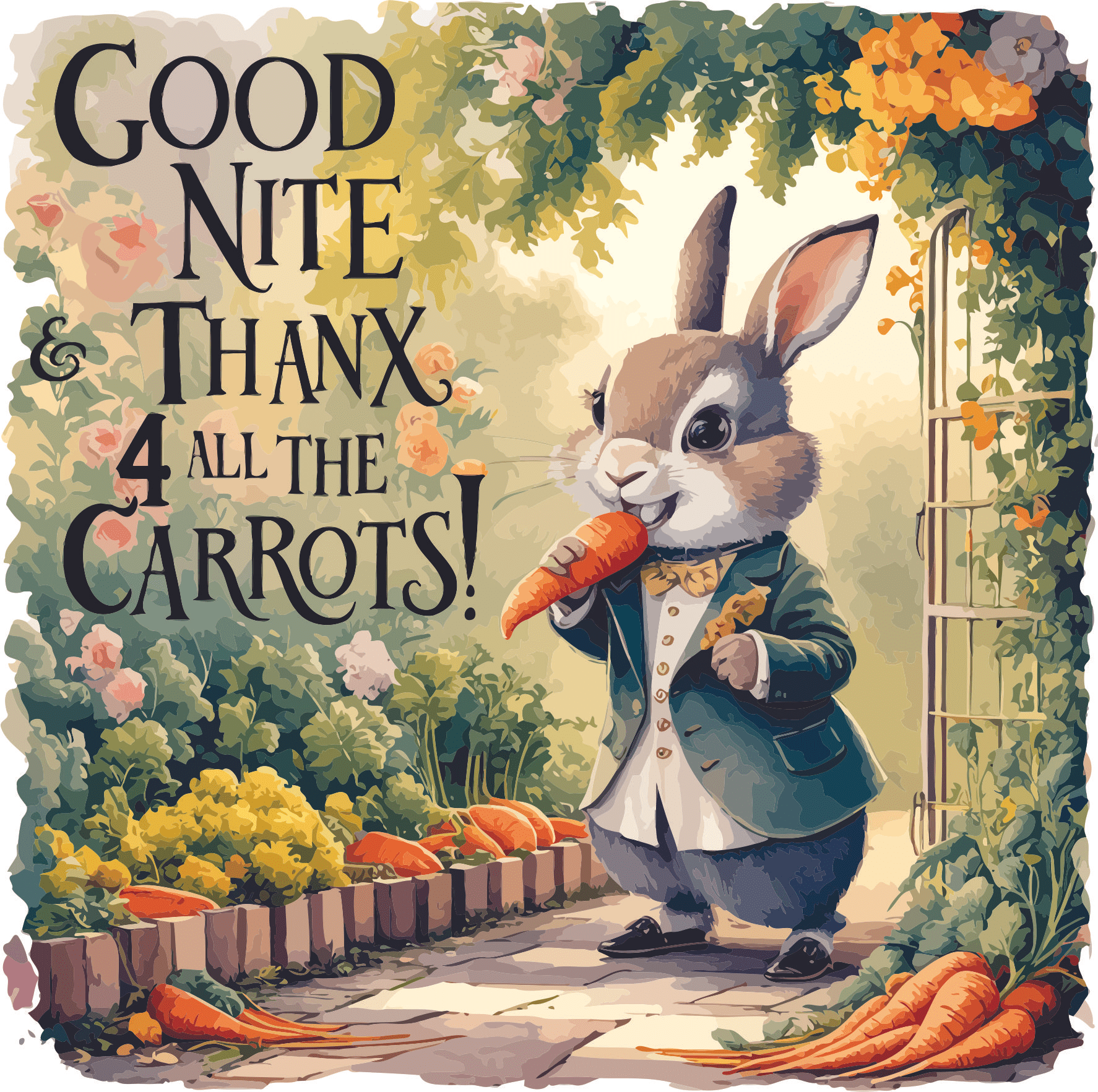 Alice in Wonderland Bunny Good Nite Carrots Animal Fun Colorful Animals ...