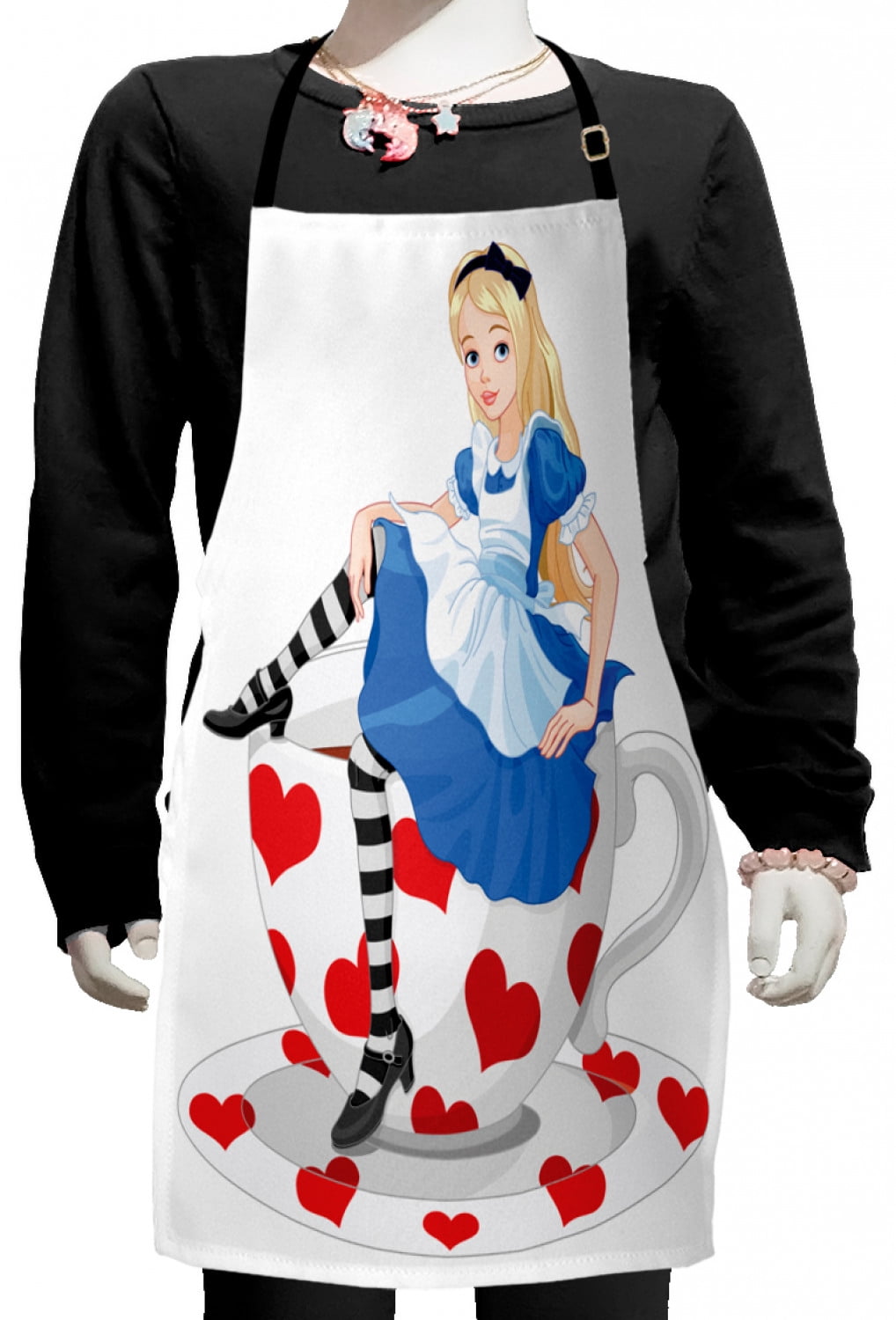 Alice in Wonderland Kids Apron, Girl Sitting on a Tea Cup Heart Shape ...