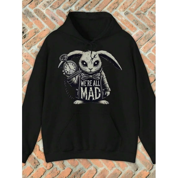Alice In Wonderland - We're All Mad White Rabbit Hoodies, Comfortable Hoodies, Great For Travel ...