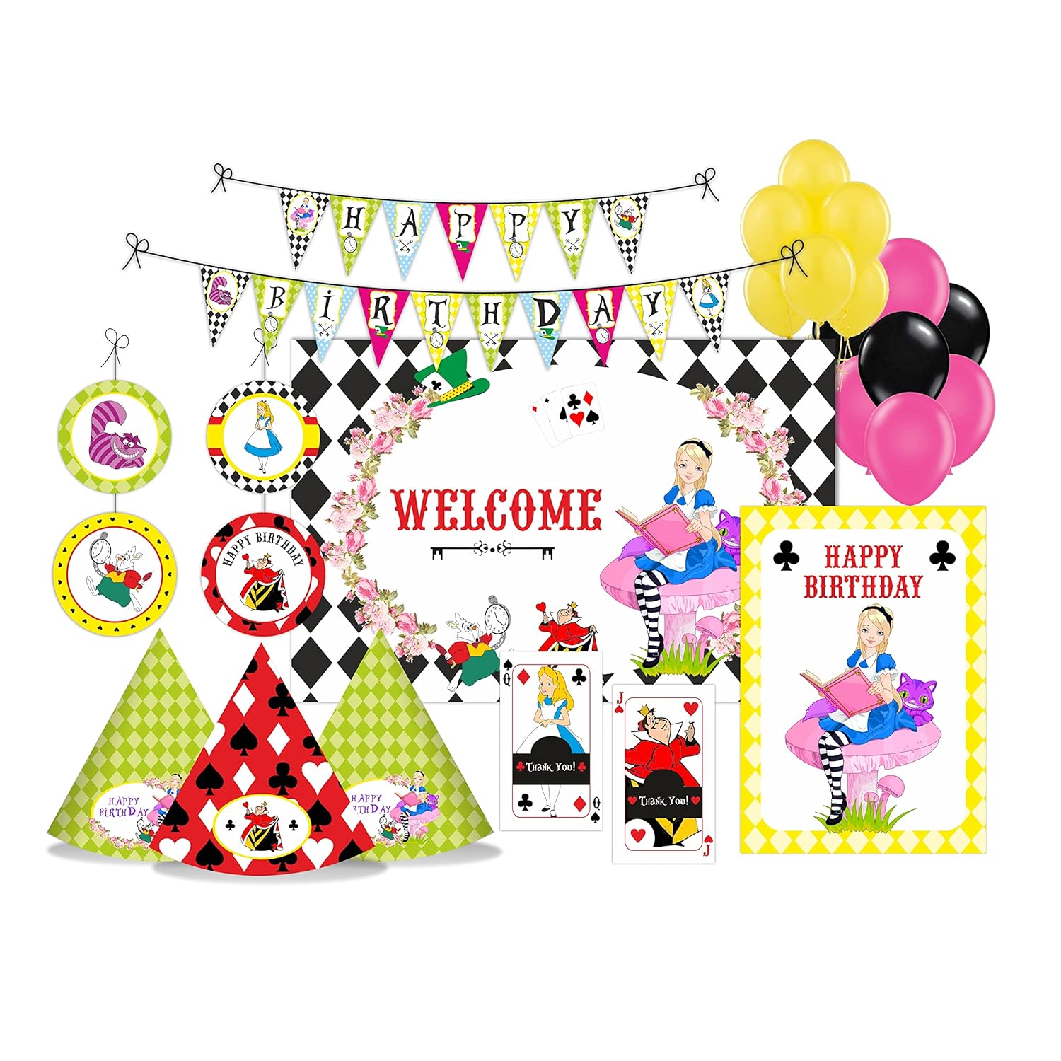 Alice In Wonderland Party Decorations Kit, Multicolor - 80 Pcs ...