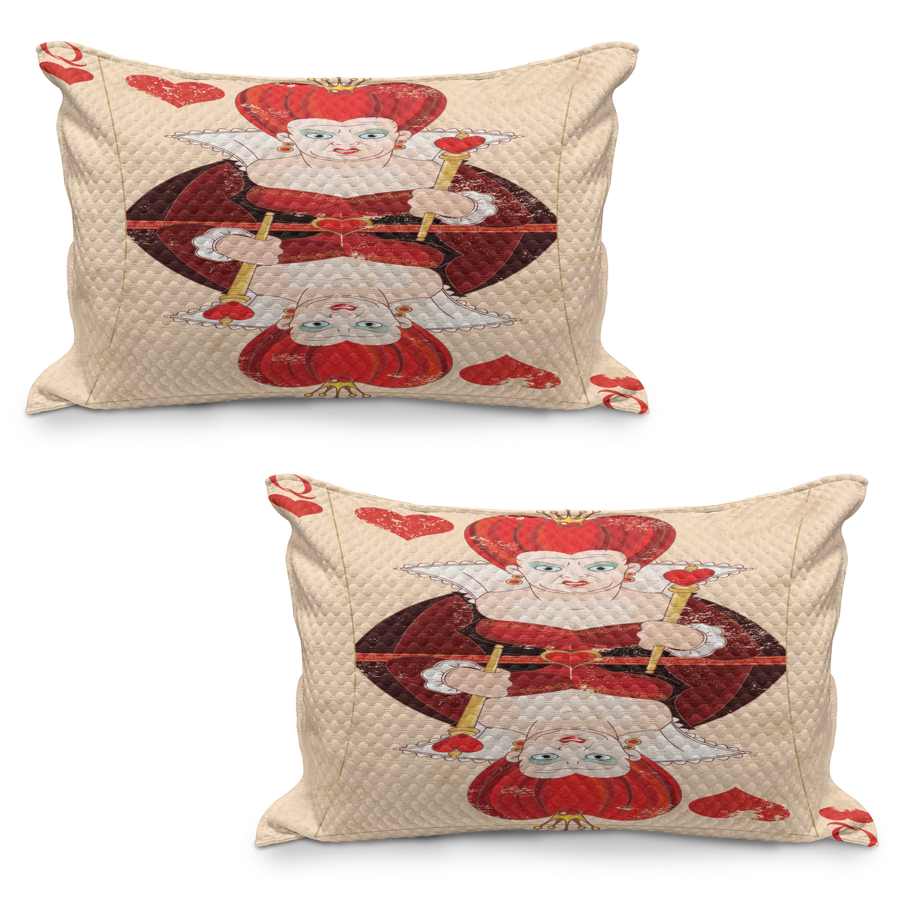 Alice in Wonderland Quilted Pillowcover Set of 2, Queen Cards Playing ...