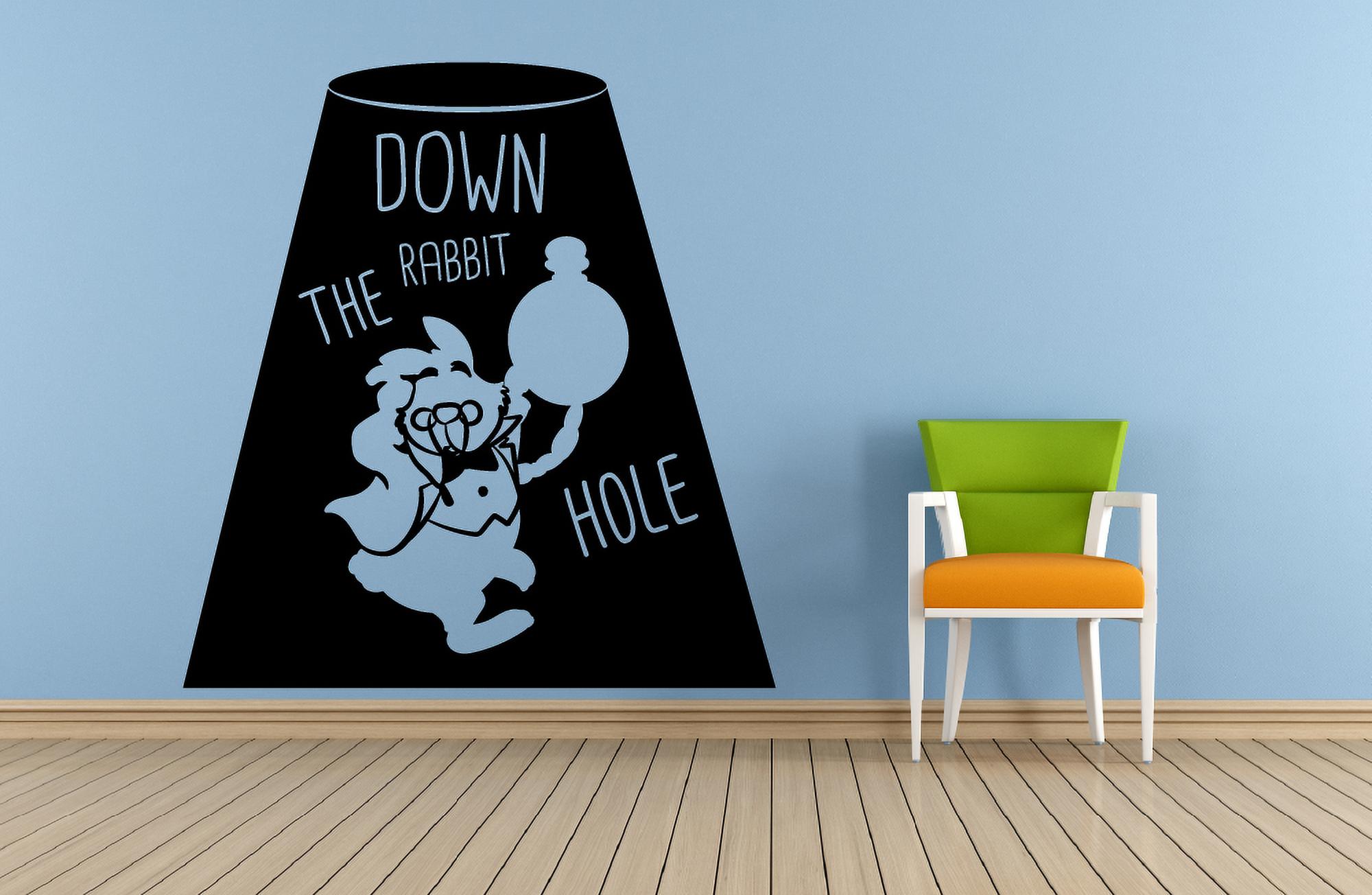 Alice In Wonderland Down The Rabbit Hole Sillhouette Wall Art Sticker ...