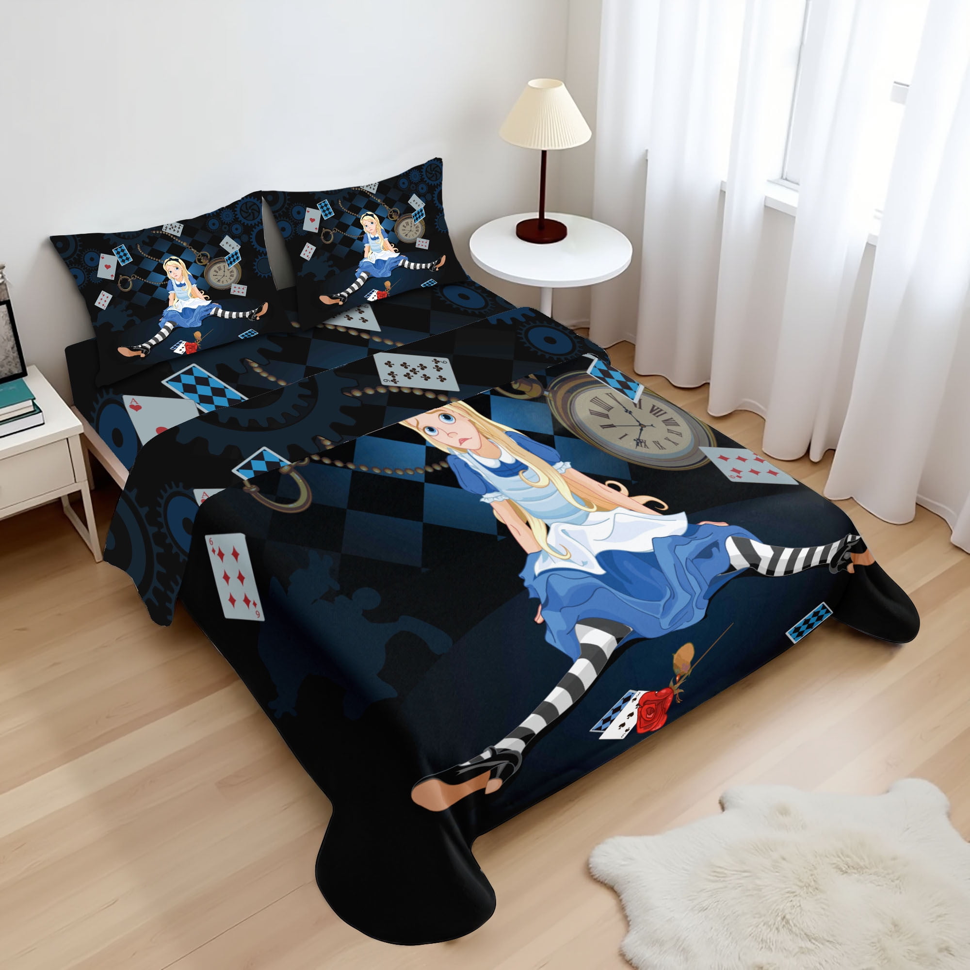Ambesonne Colorful Fitted & Top Sheet Set with Shams, Rose Flowers ...
