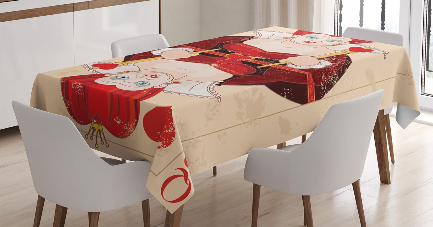 Alice in Wonderland Tablecloth, Queen Cards Playing Alice Character in ...