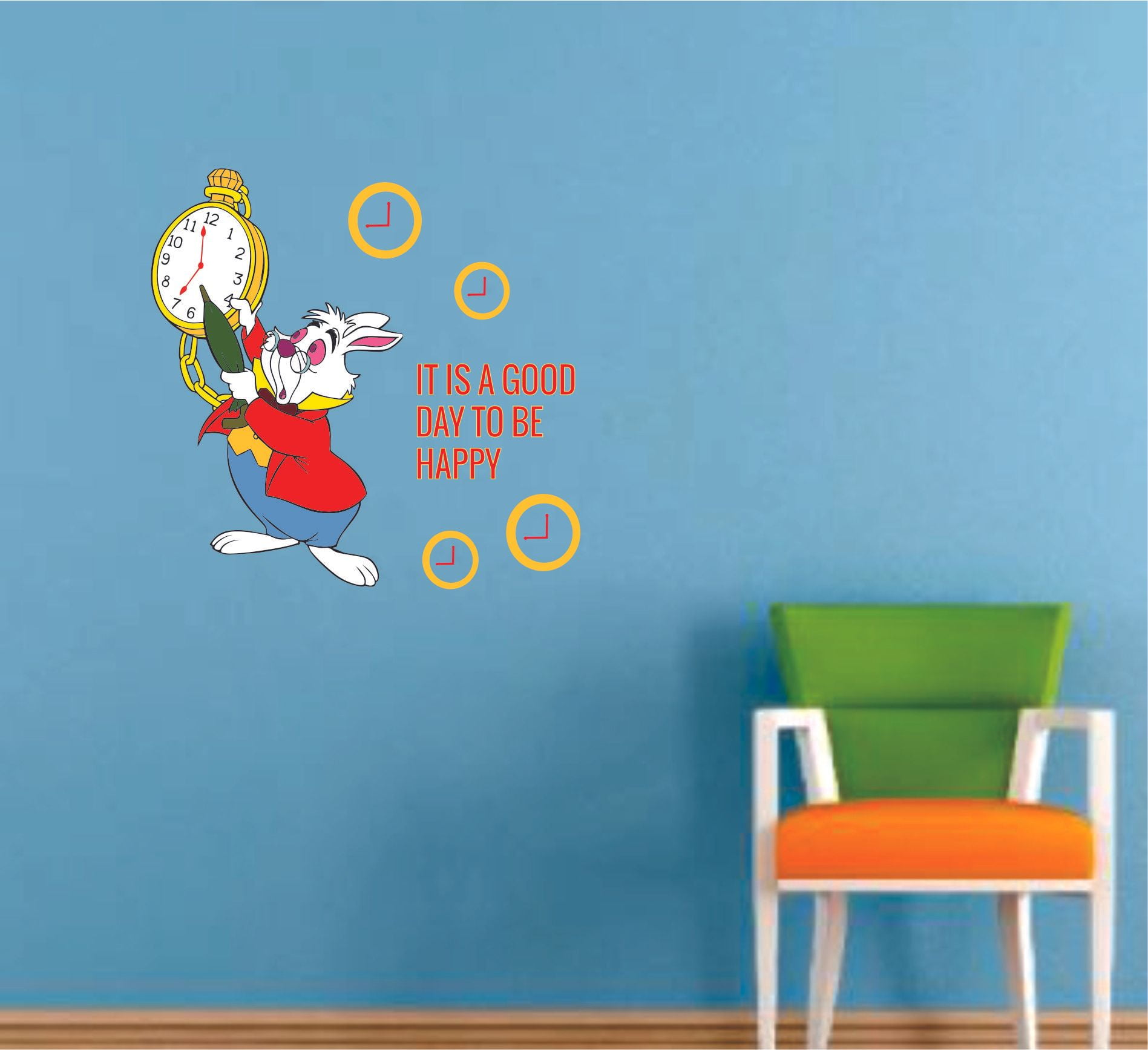 Alice in Wonderland White Rabbit Cartoon Decors Wall Sticker Art Design ...