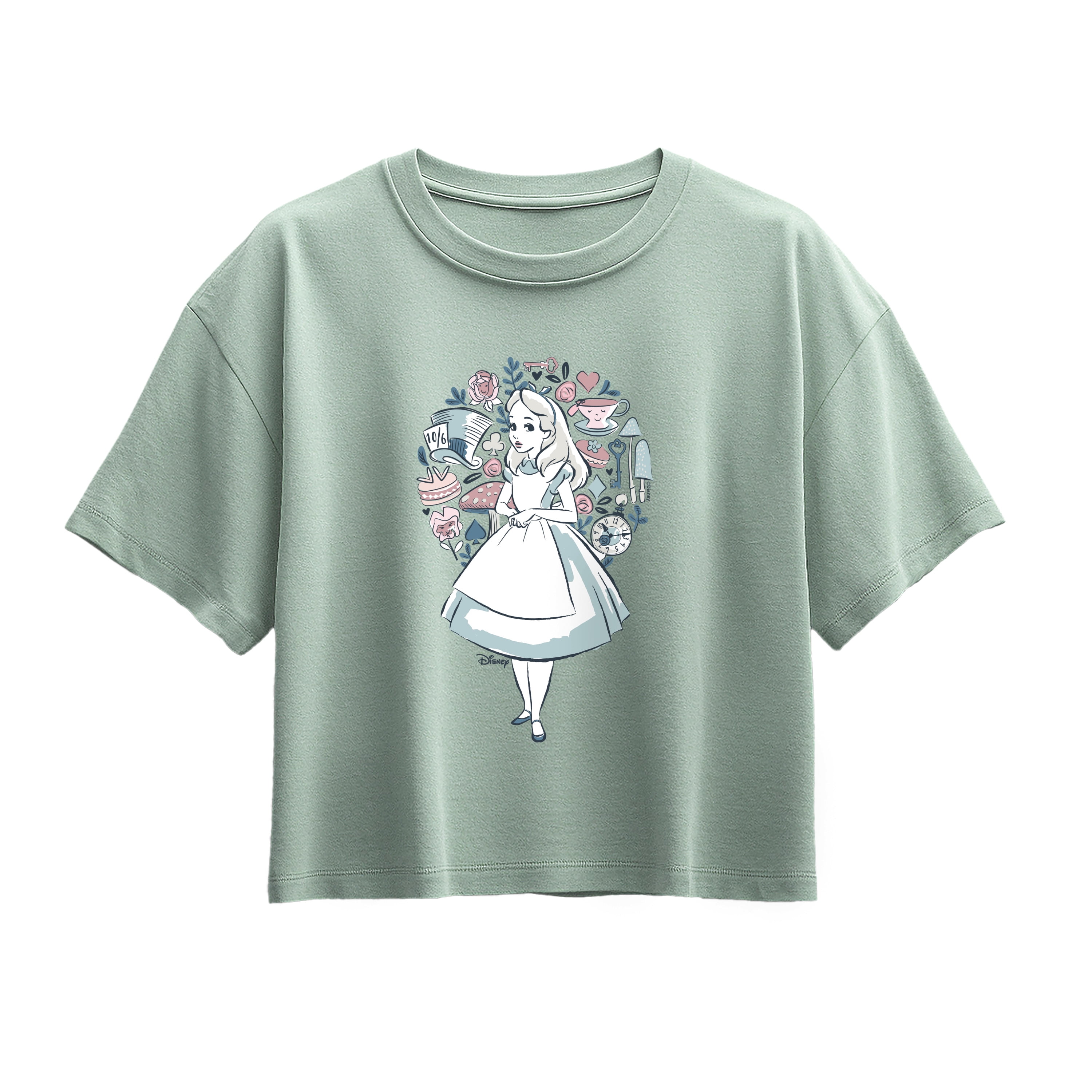 Alice in Wonderland - Alice Circle Icons - Youth Girls Boxy T-Shirt ...