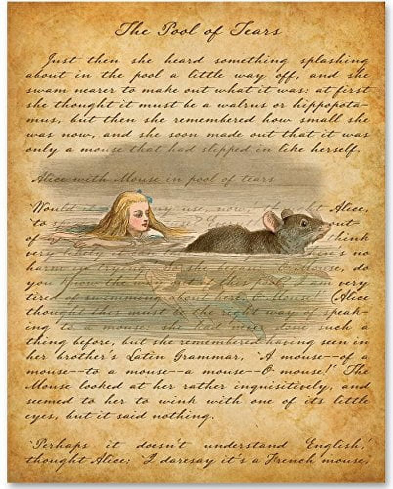 Alice in Wonderland - Alice Swimming with Mouse - 11x14 Unframed Alice ...