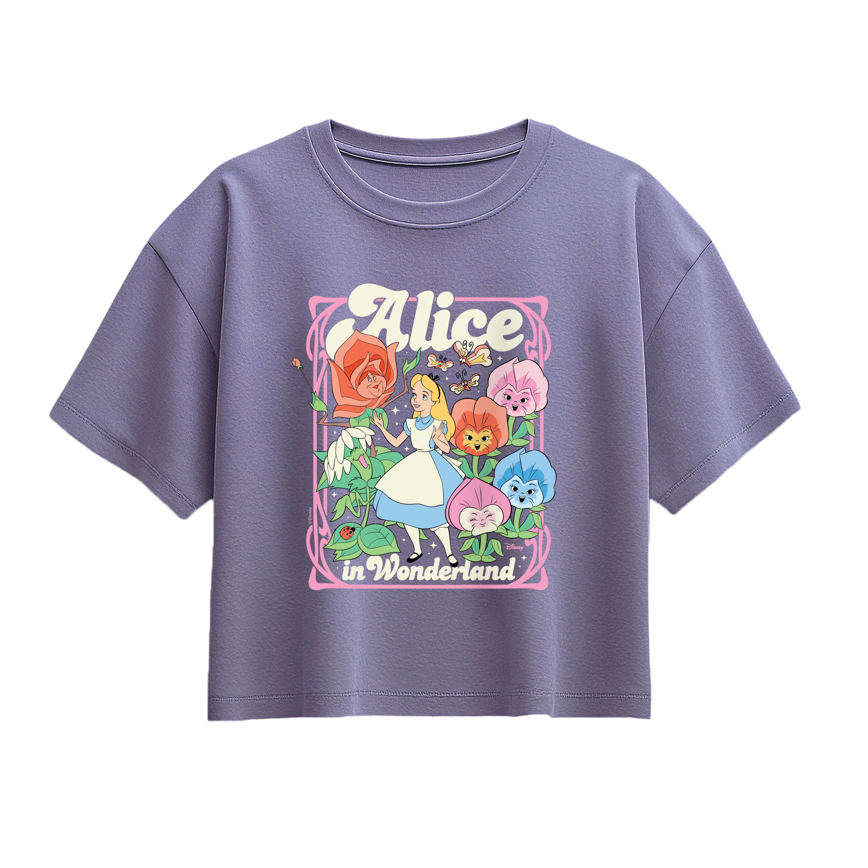 Alice in Wonderland - Alice and Flowers - Youth Girls Boxy T-Shirt ...