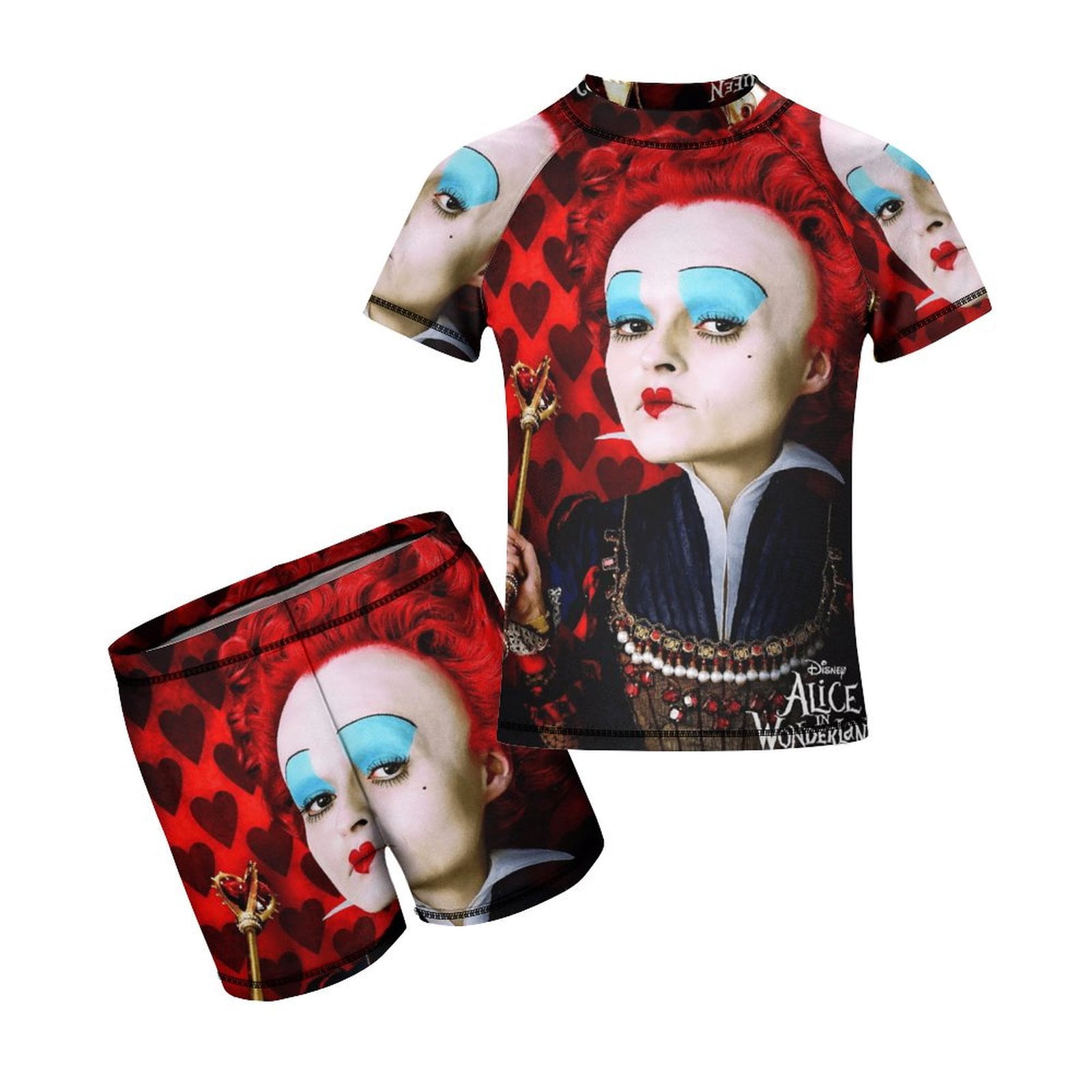 Alice in Wonderland Boys 2-Piece Swimsuit Set, Short Sleeve Rash Guard ...
