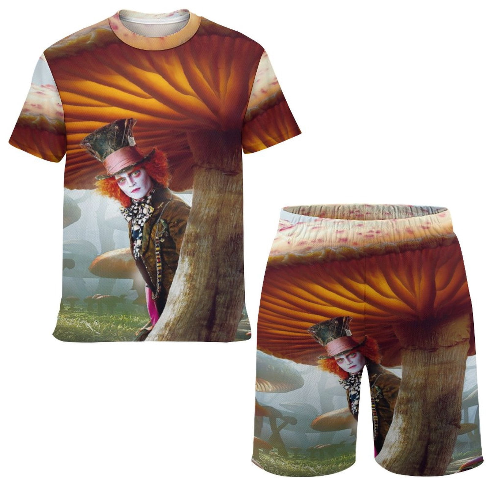 Alice in Wonderland Boys Girls Short Sleeve Mesh T-Shirt And Shorts ...