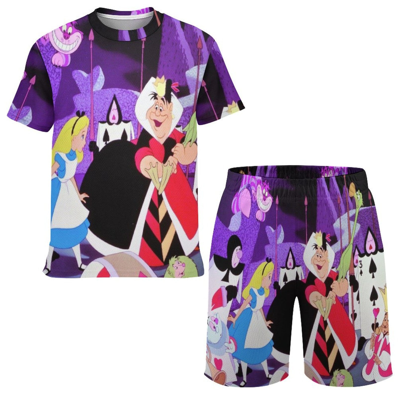 Alice in Wonderland Boys Girls Short Sleeve Mesh T-Shirt And Shorts ...
