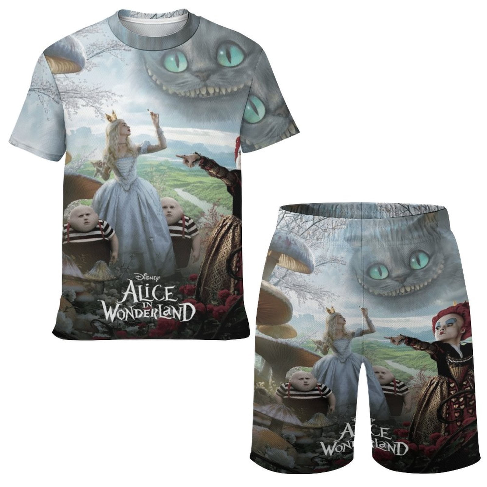 Alice in Wonderland Boys Girls Short Sleeve Mesh T-Shirt And Shorts ...