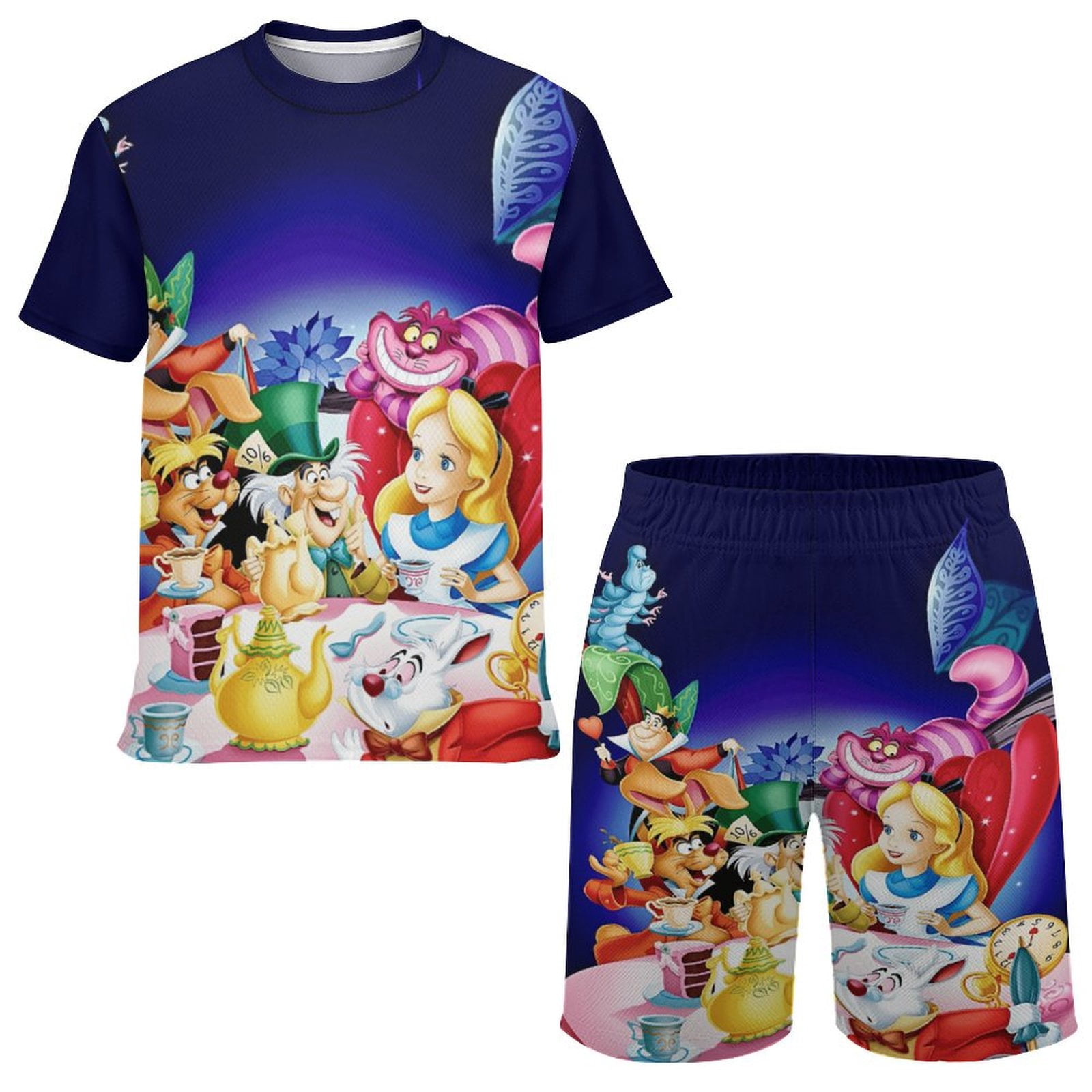 Alice in Wonderland Boys Girls Short Sleeve Mesh T-Shirt And Shorts ...