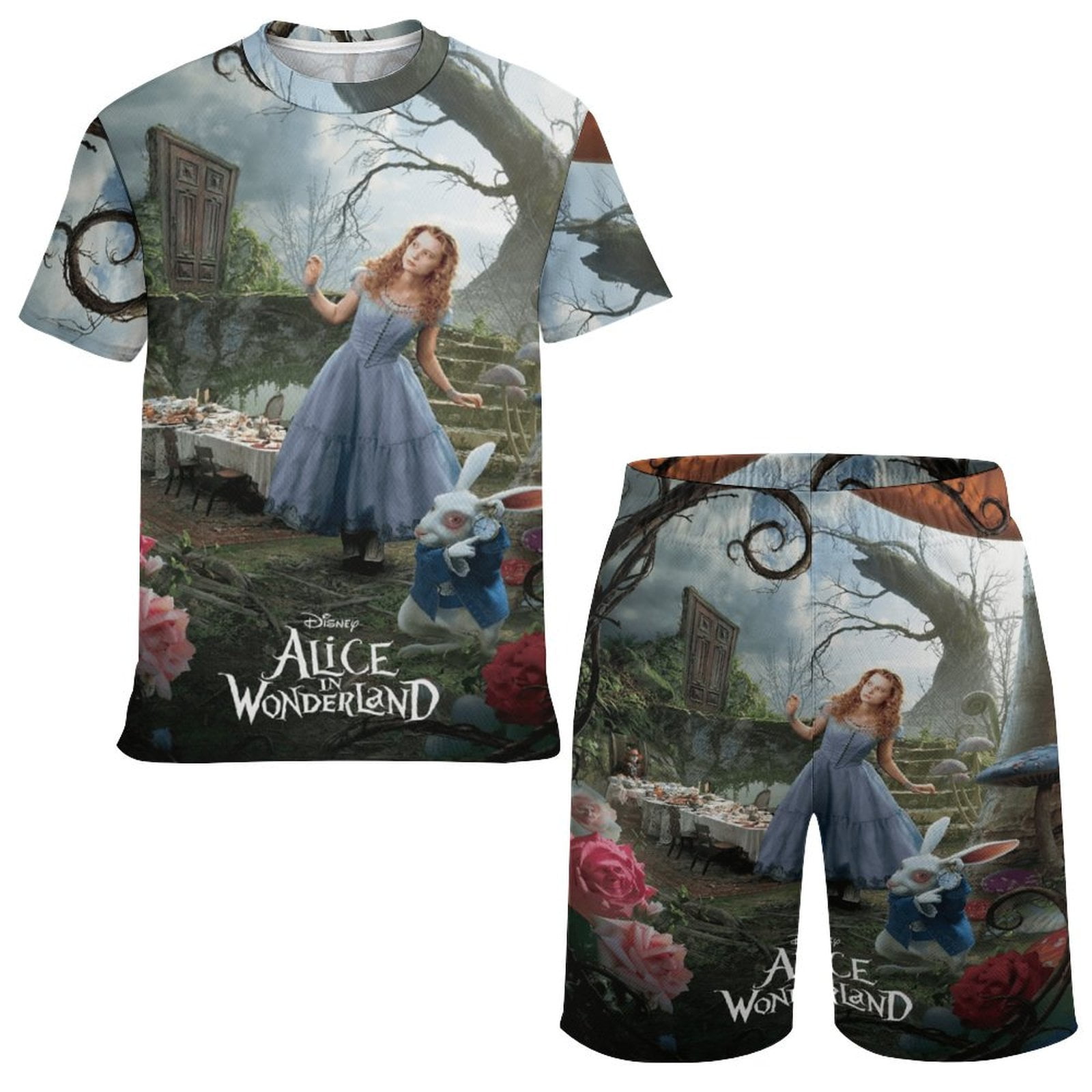 Alice in Wonderland Boys Girls Short Sleeve Mesh T-Shirt And Shorts ...