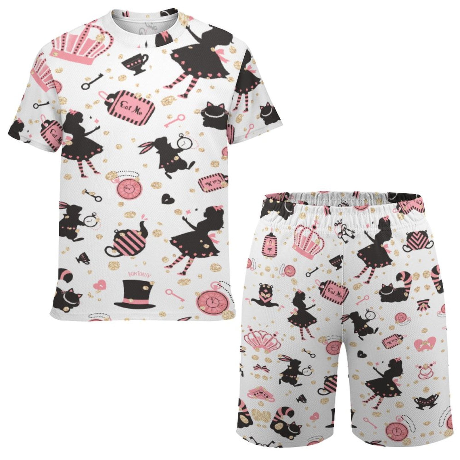 Alice in Wonderland Boys Girls Short Sleeve Mesh T-Shirt And Shorts ...