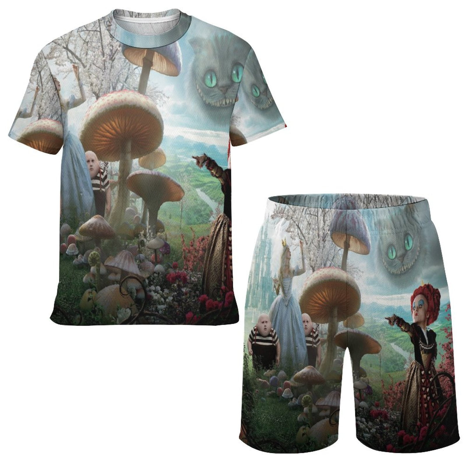 Alice in Wonderland Boys Girls Short Sleeve Mesh T-Shirt And Shorts ...