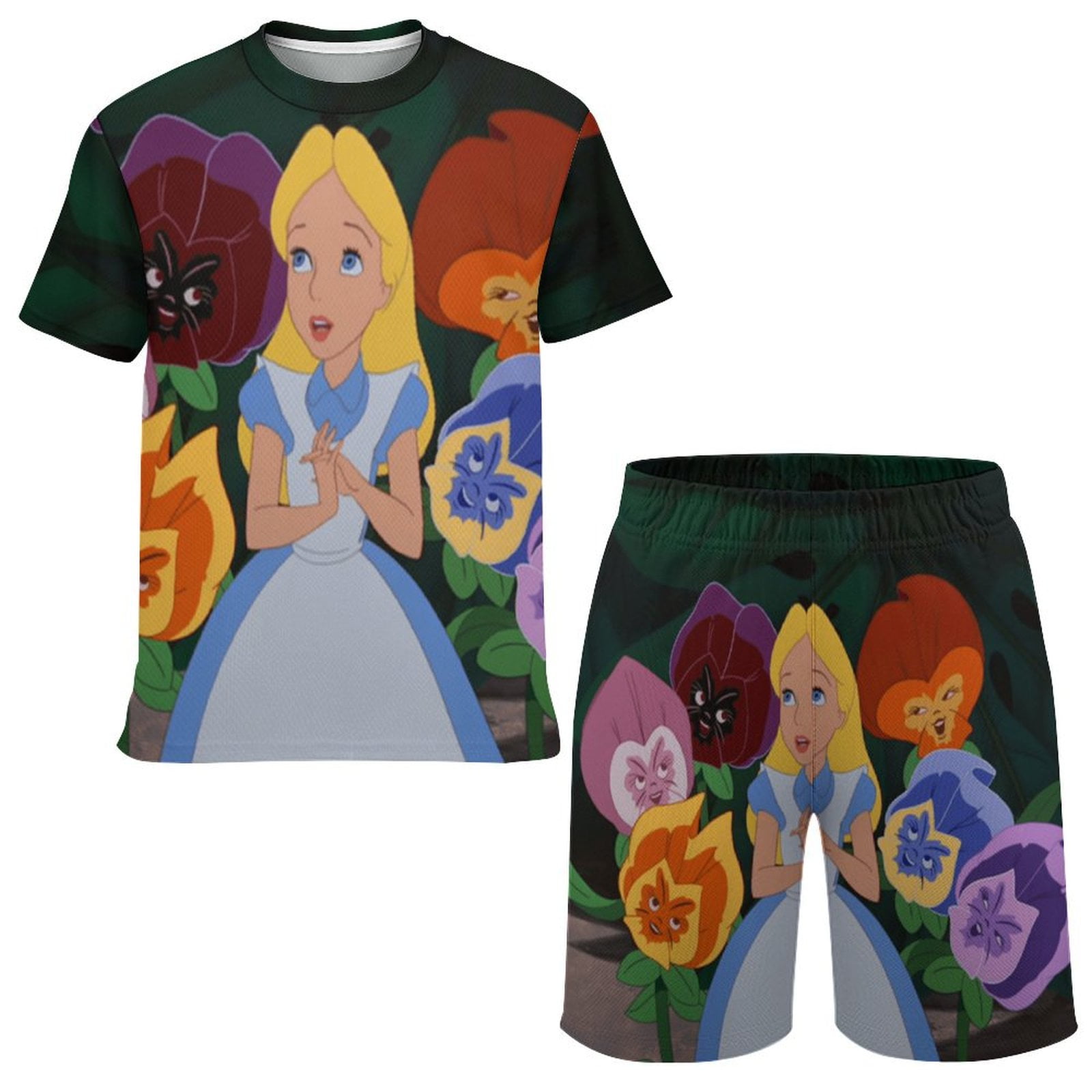 Alice in Wonderland Boys Girls Short Sleeve Mesh T-Shirt And Shorts ...