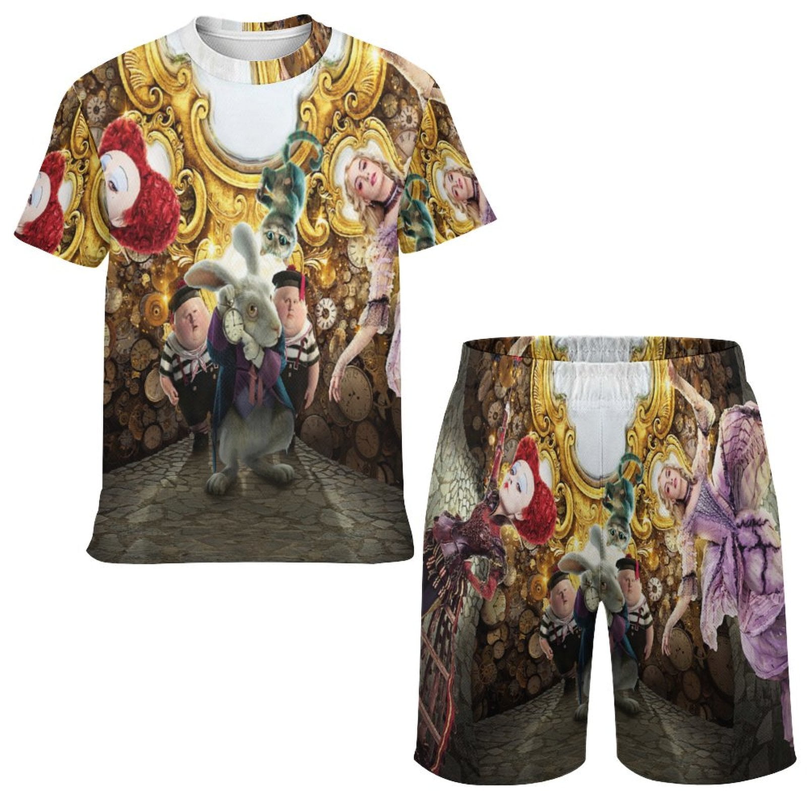 Alice in Wonderland Boys Girls Short Sleeve Mesh T-Shirt And Shorts ...