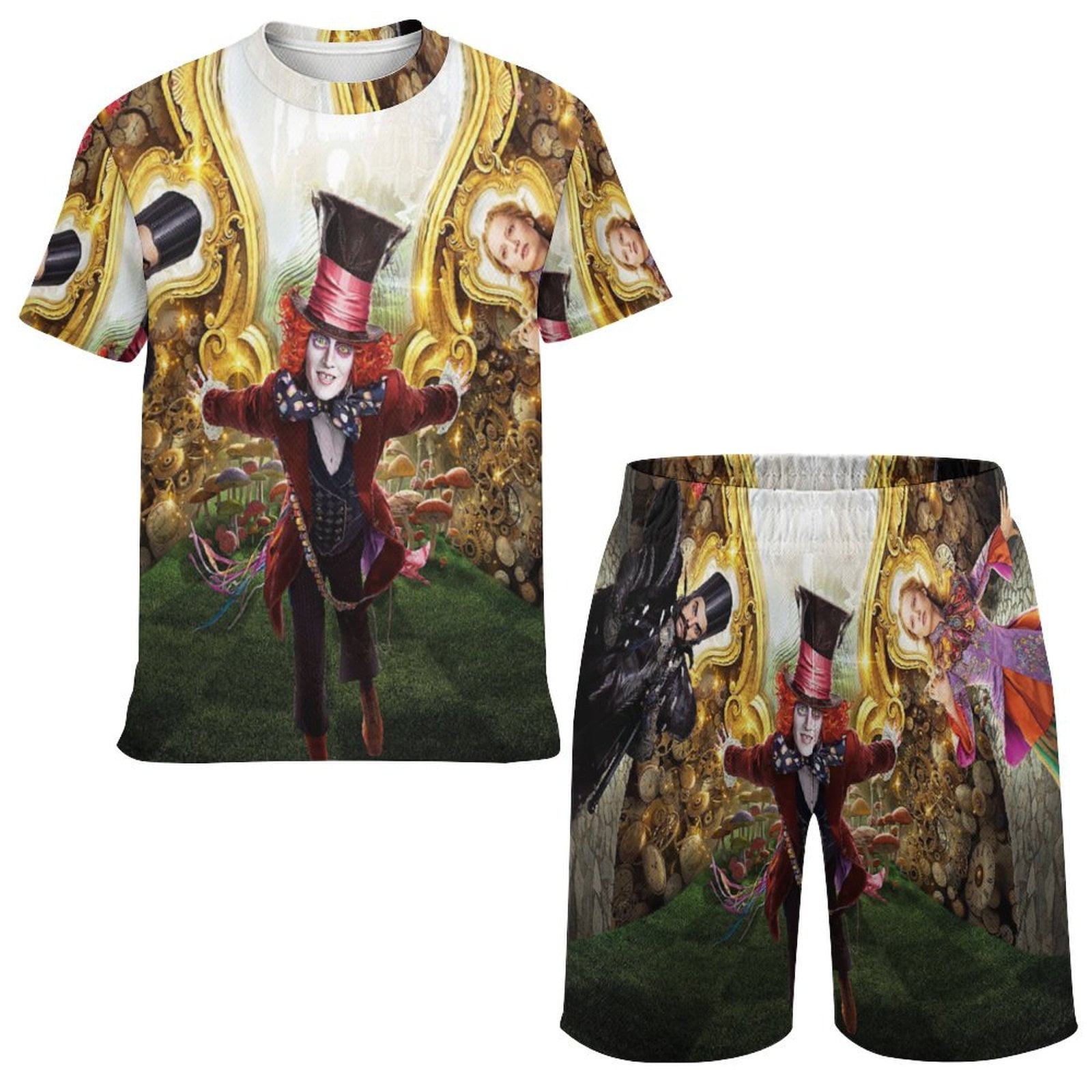 Alice in Wonderland Boys Girls Short Sleeve Mesh T-Shirt And Shorts ...