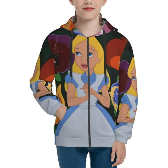 Alice in Wonderland Boys Girls Zip Up Hoodies Sweatshirts 3D Printed ...