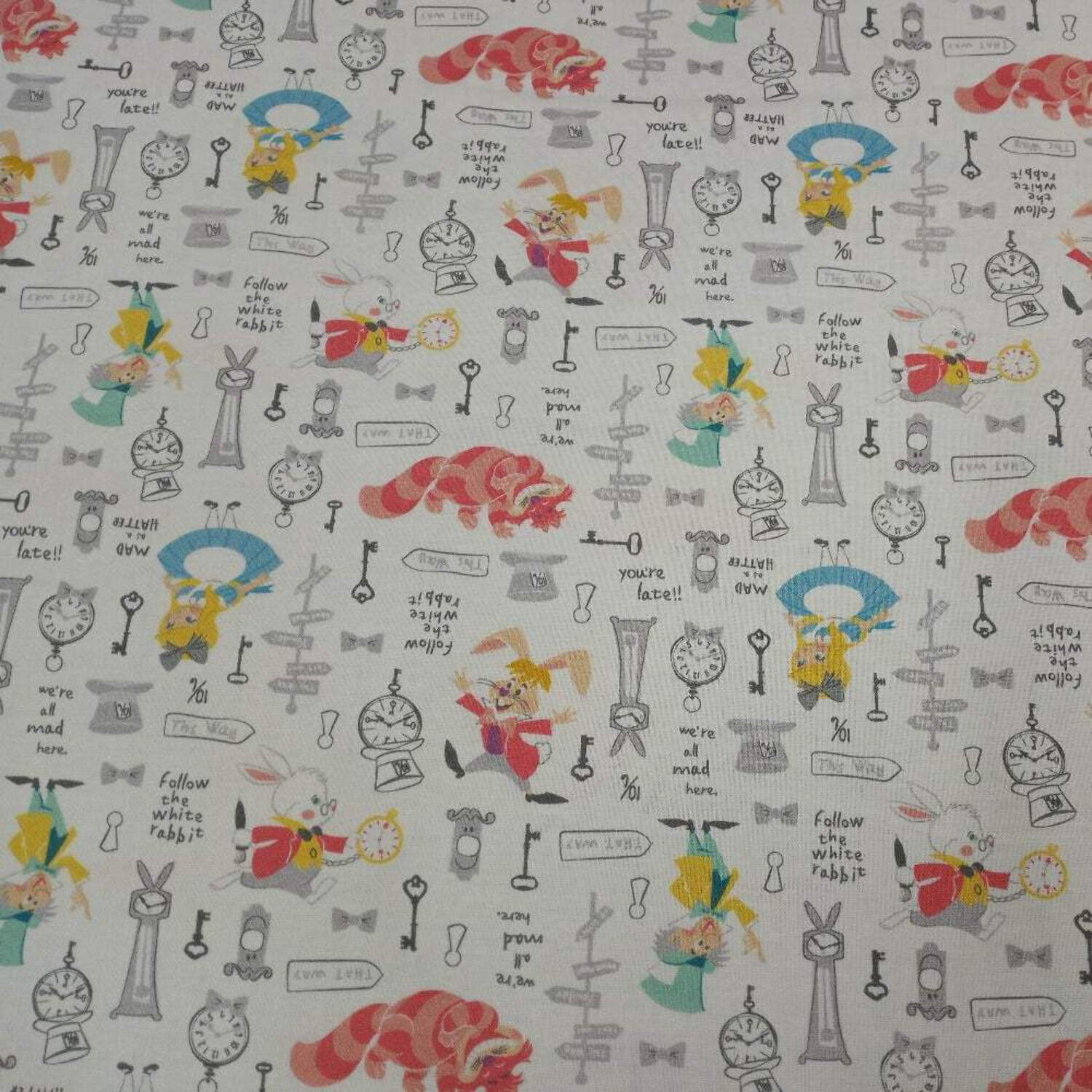 Alice in Wonderland Cotton Clocks Fabric - Walmart.com