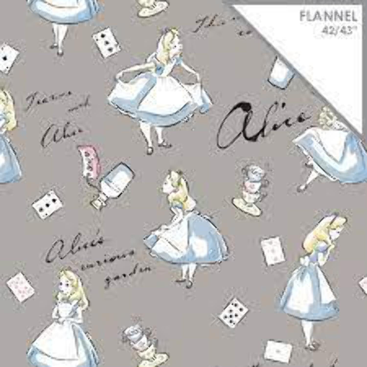 Alice in Wonderland Grey Flannel Fabric - Walmart.com