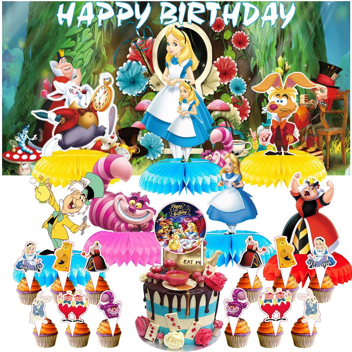 Alice in Wonderland Honeycomb Centerpieces Table Toppers Decorations ...