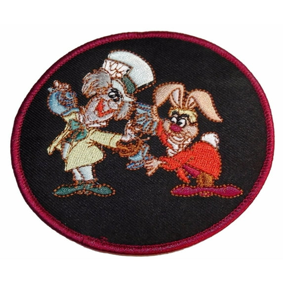 Alice in Wonderland Mad Hatter & White Rabbit Embroidered Patch ...