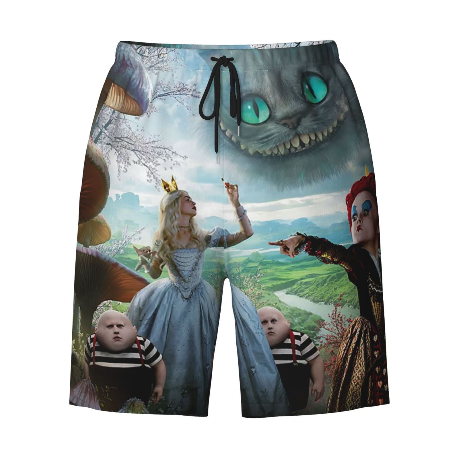 Alice in Wonderland Mens Swim Trunks Quick Dry Board Shorts with Mesh ...