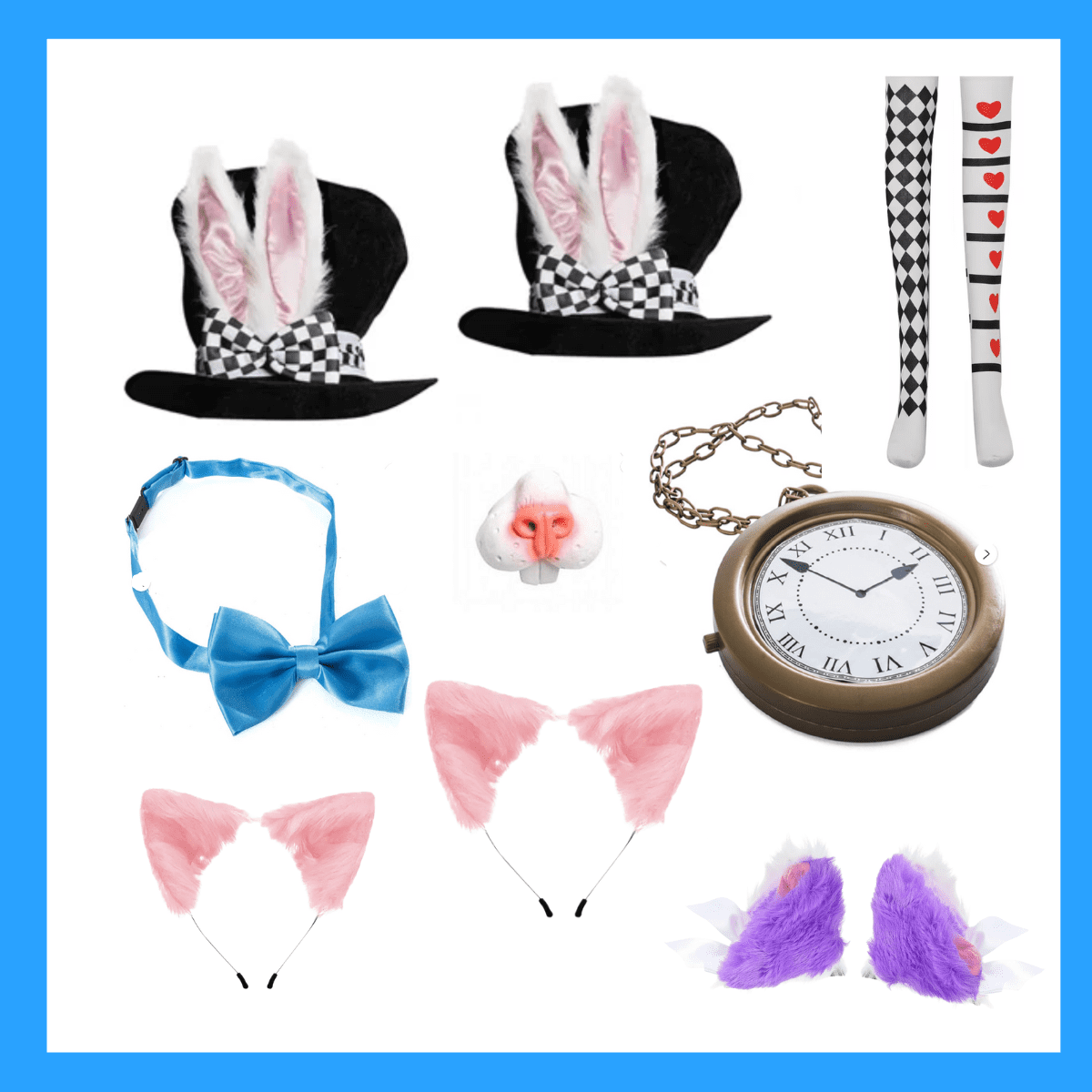 Alice in Wonderland,Mr. Rabbit Cosplay Set Cheshire- Hat, Ears, Gloves ...