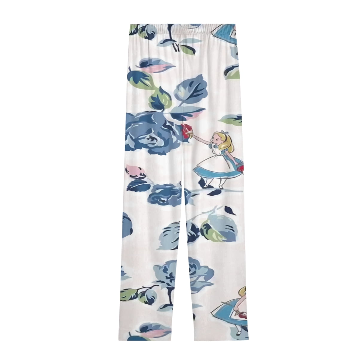 Alice in Wonderland Pajama Pants Cartoon Print Drawstring Wide Leg ...