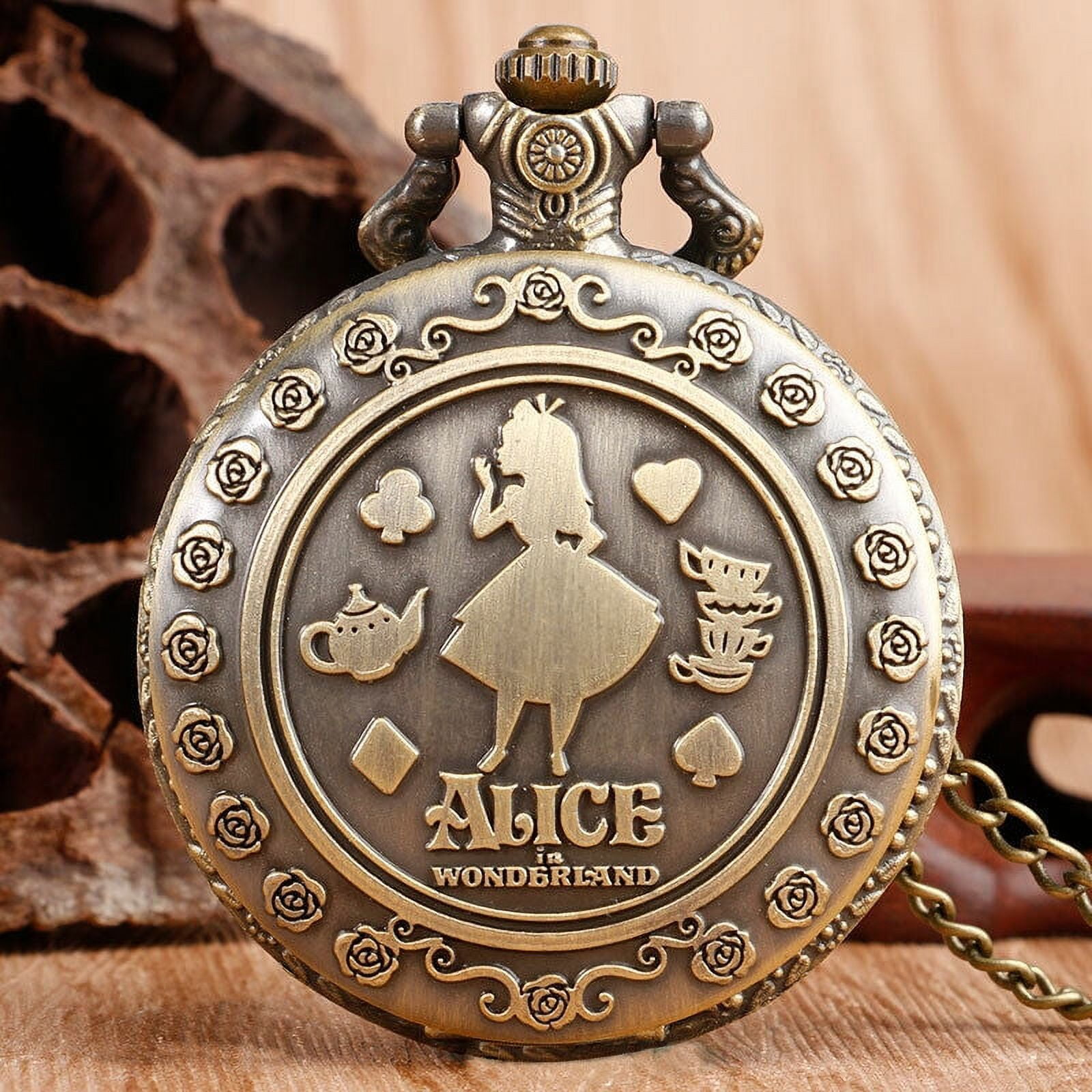 Alice in Wonderland Rabbit Bronze Cute Women Girls Gift Quartz Pocket ...
