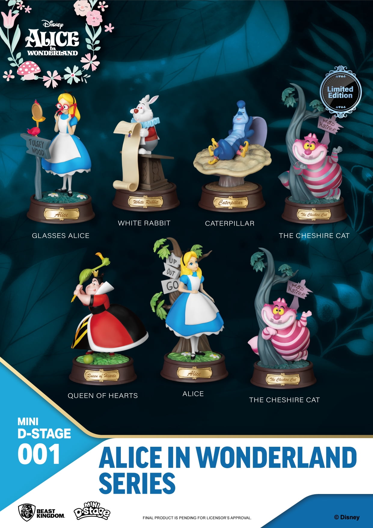 Disney Pixar Mini Diorama Blind Box Set, Alice in Wonderland Figures ...