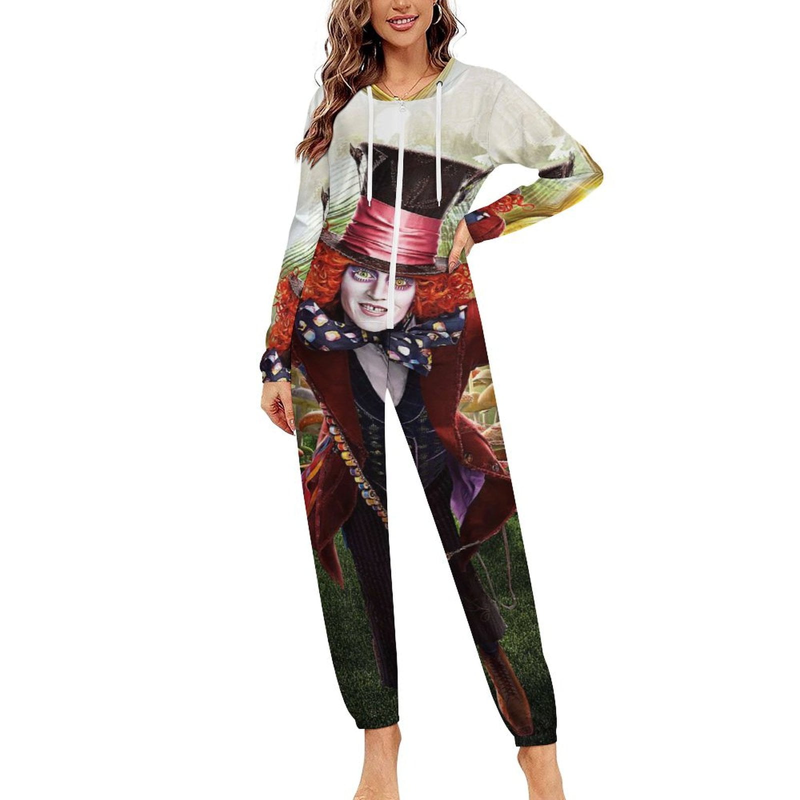 Alice in Wonderland Unisex Onesie Pajamas Zipper Jumpsuit Hooded One ...