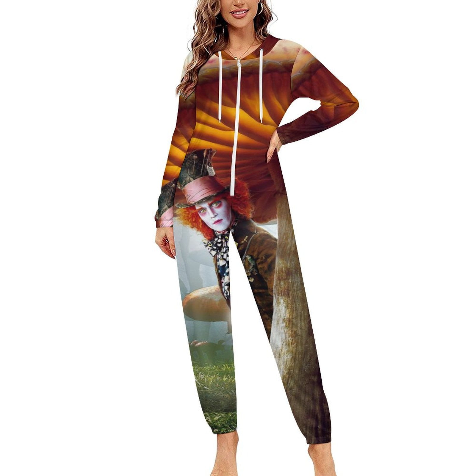 Alice in Wonderland Unisex Onesie Pajamas Zipper Jumpsuit Hooded One ...