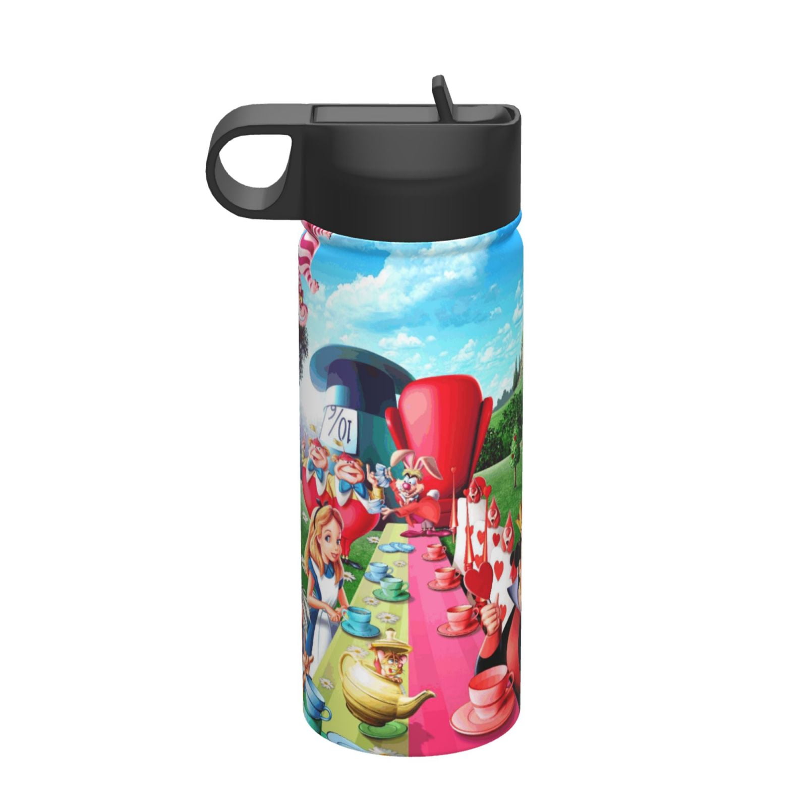 Alice in Wonderland Water Bottle with Straw Lid 18 oz Stainless Steel ...