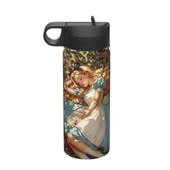 Alice in Wonderland Water Bottle with Straw Lid 18 oz Stainless Steel ...