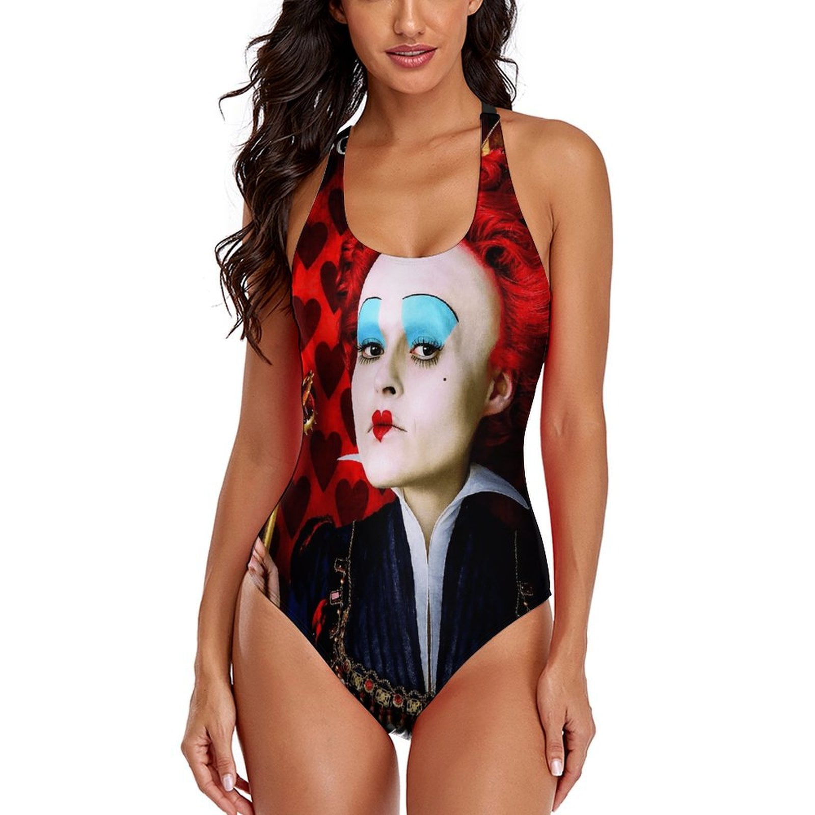 Alice in Wonderland Women One Piece Swimsuit Criss Cross Back Bathing ...
