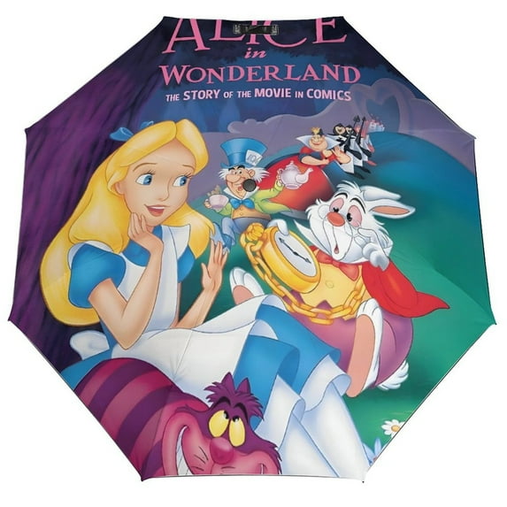 Alice in Wonderland-theme 3 Fold Auto Umbrella sunshade for Outdoor ...