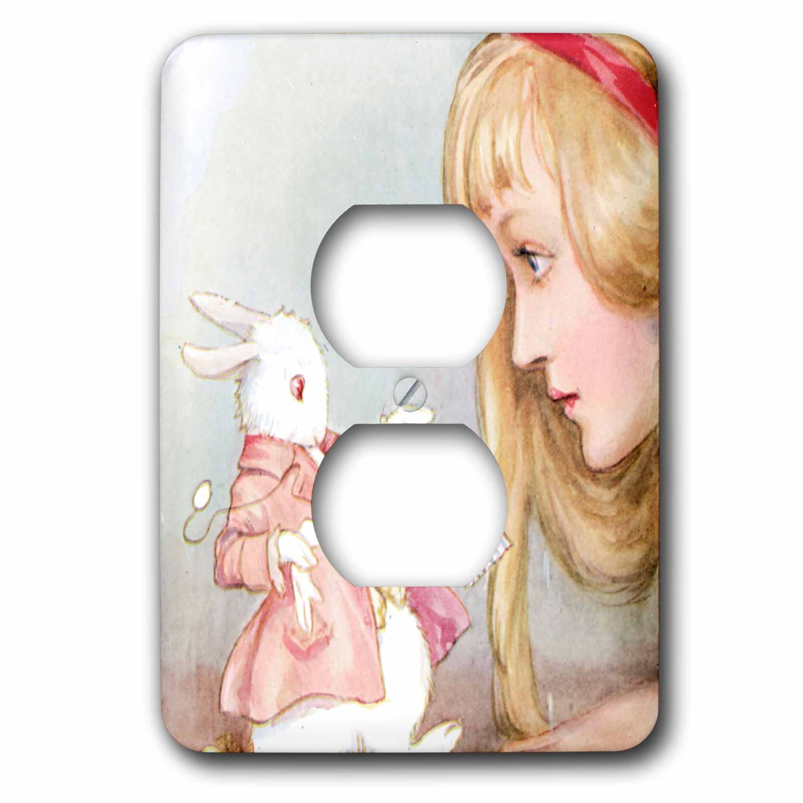 Alice in Wonderland with Rabbit vintage art 2 plug outlet cover lsp ...