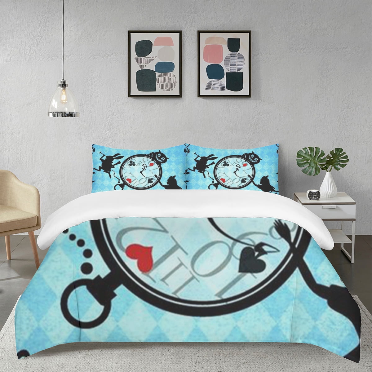 Alice's Adventures in Wonderland (10) 3 Piece Sheet Set Breathable Duvet Cover with 1 Duvet ...