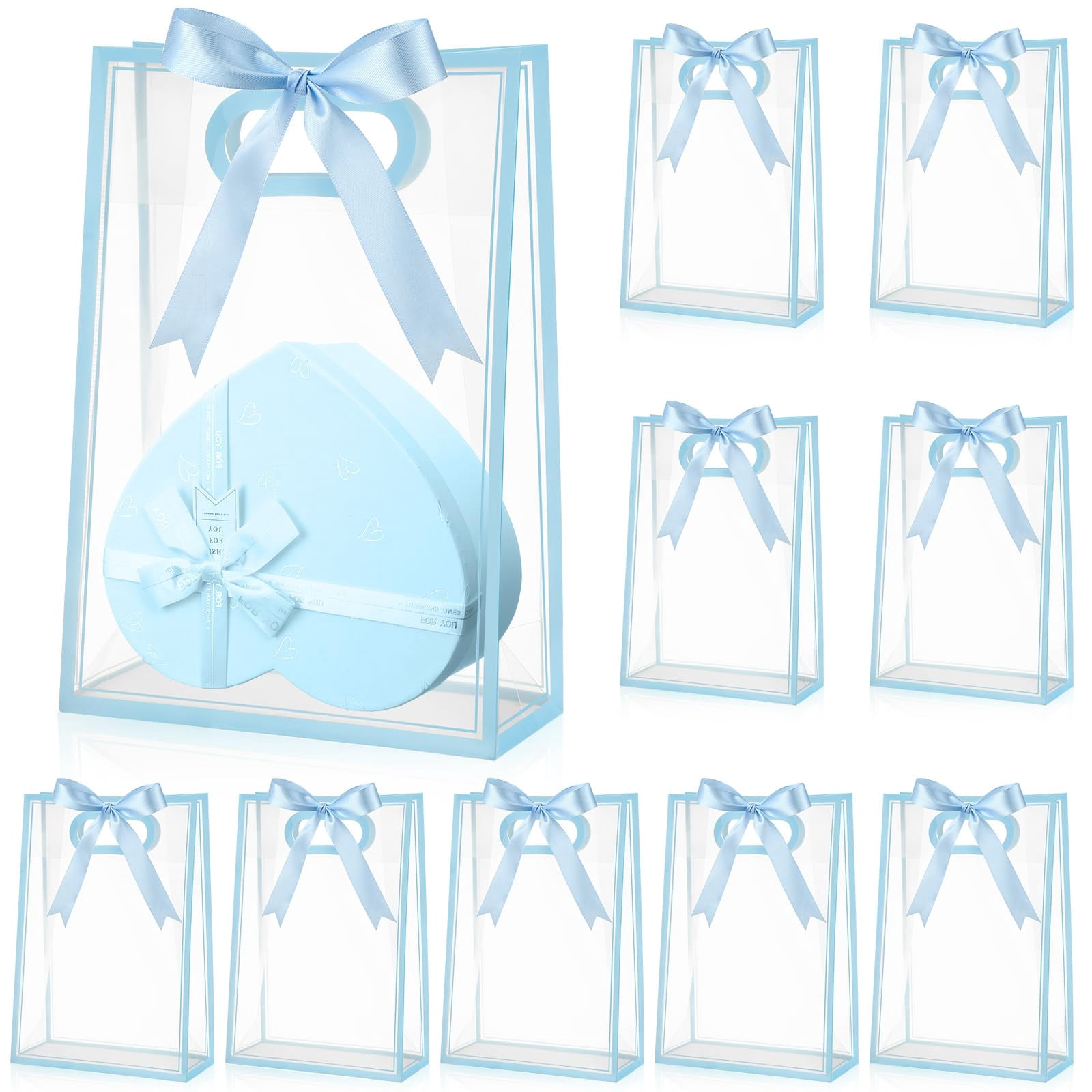 Aliceset 12 Pcs Clear BDF32 Plastic Gift Bag with Die Cut Handles ...