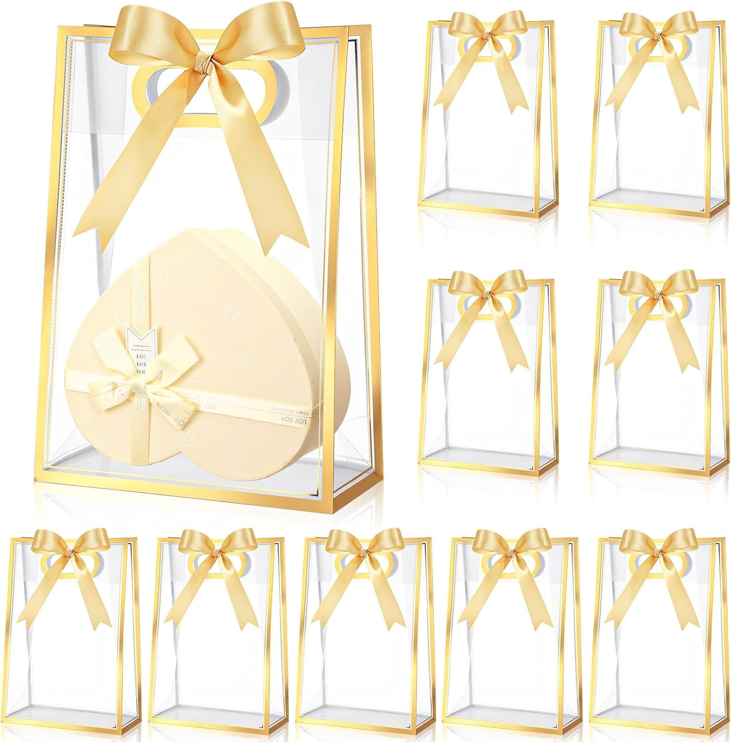 Aliceset 12 Pcs Clear Plastic Gift Bag with Die Cut Handles Reusable PP ...