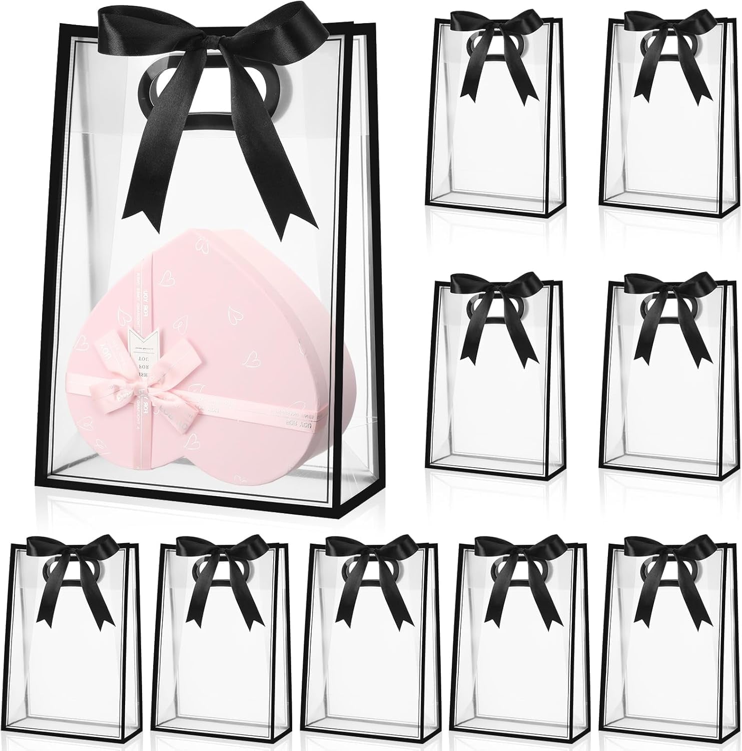 12 Pcs Clear Plastic Gift Bag with Die Cut Handles Reusable PP Favor ...