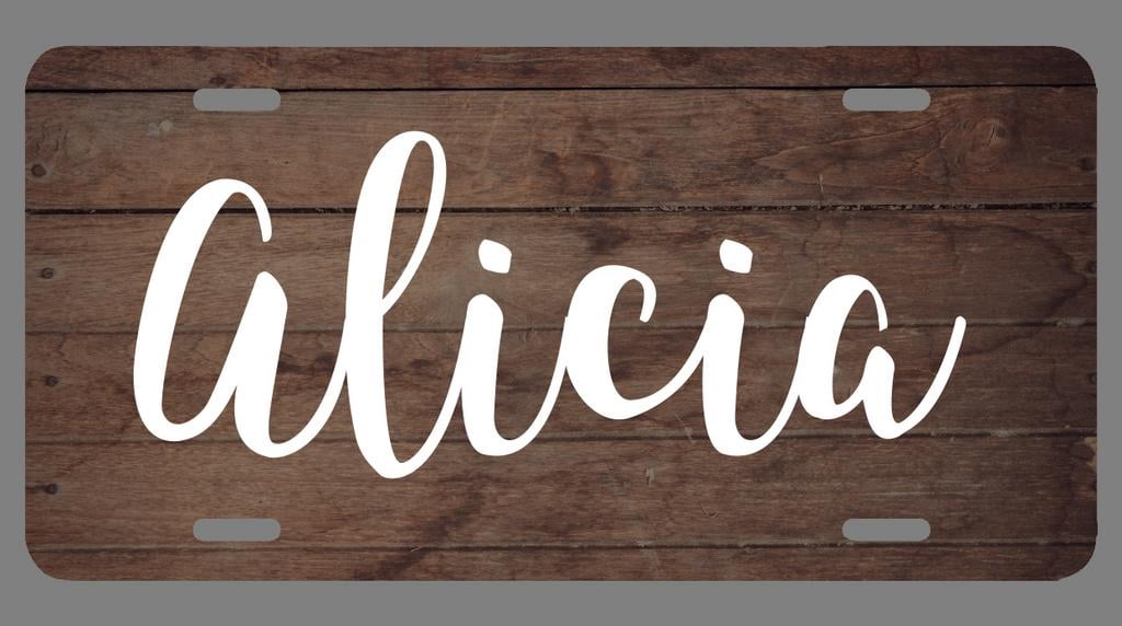 Alicia Name Wood Style License Plate Tag Vanity Novelty Metal | UV ...