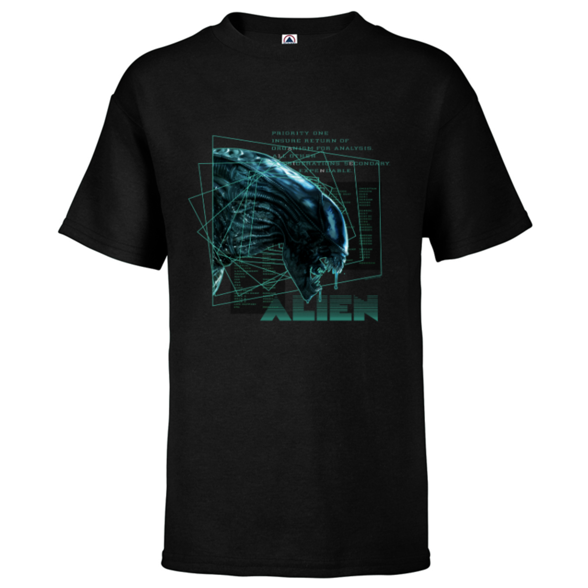 Alien 45th Anniversary Movie Xenomorph Priority One Logo - Short Sleeve ...