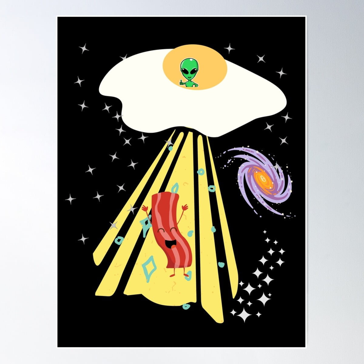 Alien Abduction Breakfast Bacon Egg Ufo Poster Wall Art, Modern Wall ...